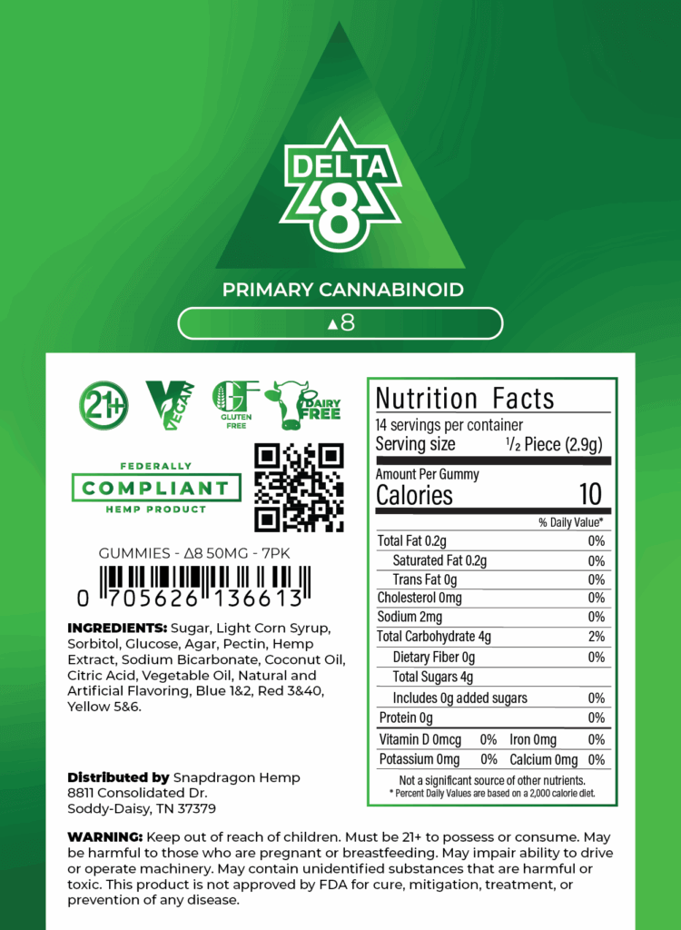 Delta-8 THC Infused Gummies 25mg and 50mg - Snapdragon Hemp